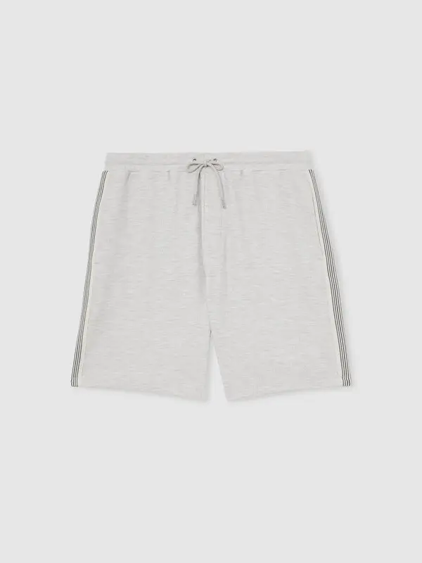 REISS Emilio Textured Side-stripe Drawstring Shorts - Grey Melange