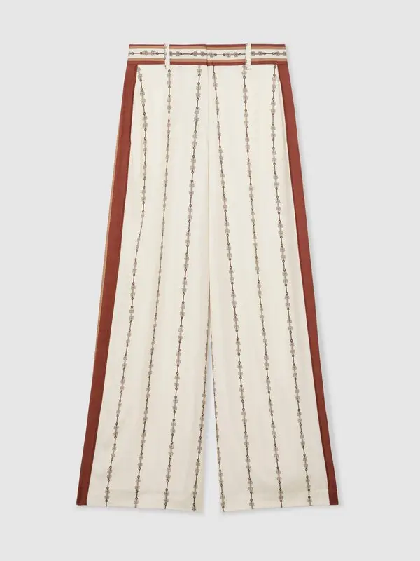 REISS Chain-print Wide-leg Trousers