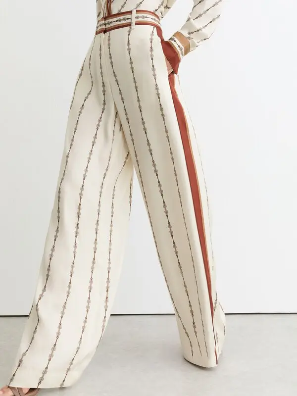 REISS Chain-print Wide-leg Trousers