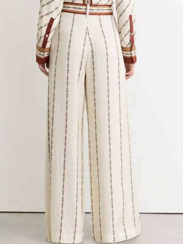 REISS Chain-print Wide-leg Trousers