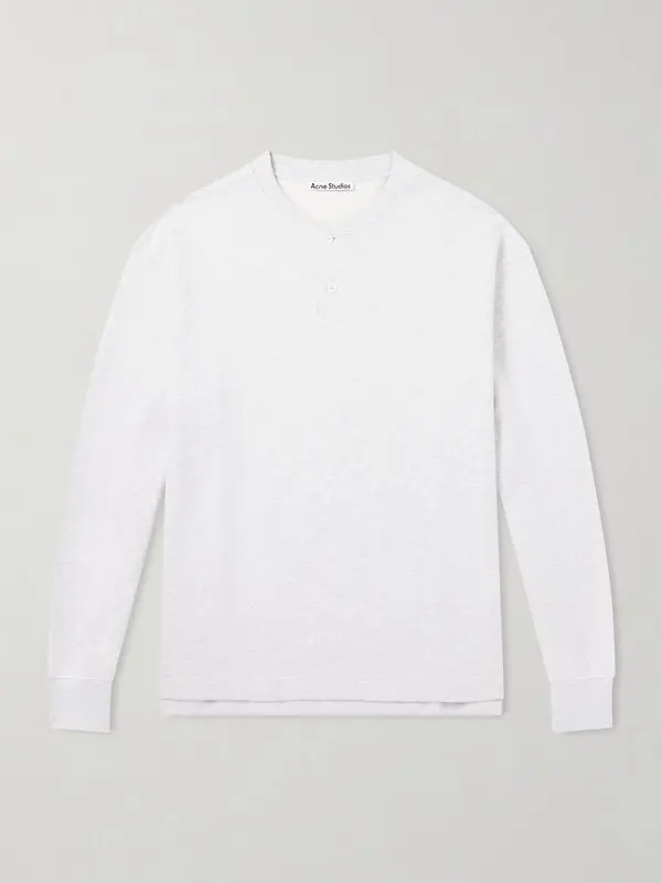 Acne Studios Embroidered Organic Cotton-blend Jersey Henley Sweatshirt
