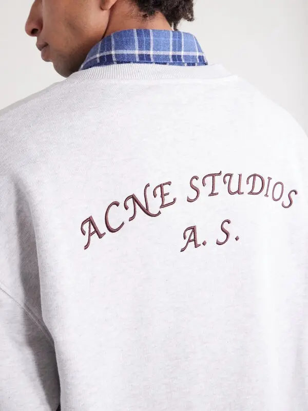 Acne Studios Embroidered Organic Cotton-blend Jersey Henley Sweatshirt