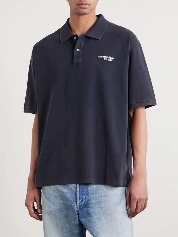 Acne Studios Egnes Logo-embroidered Cotton Piqué Polo Shirt - Black