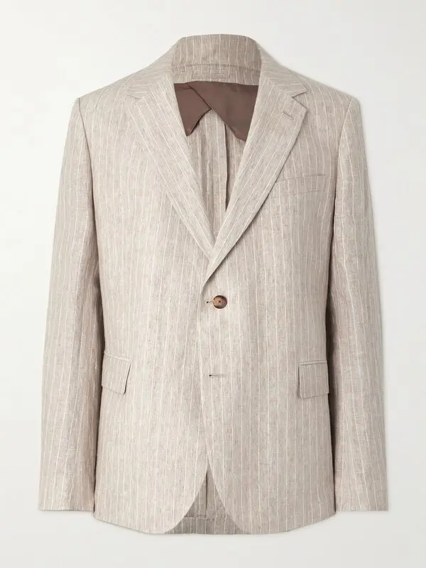 Mr P. Striped Linen Suit Jacket