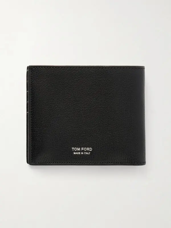 TOM FORD T Line Textured-leather Bifold Wallet - Black