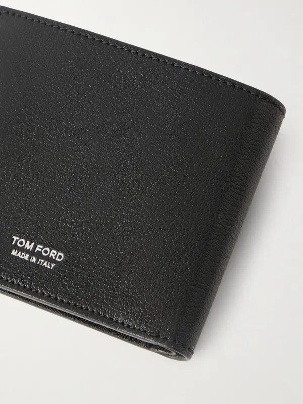 TOM FORD T Line Textured-leather Bifold Wallet - Black