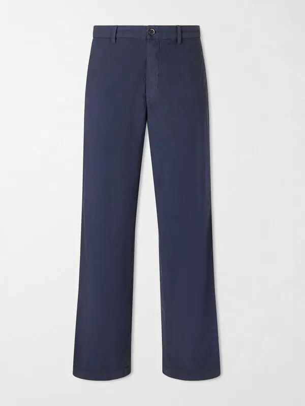 Barena Venezia Straight-leg Garment-dyed Cotton Trousers - Blue
