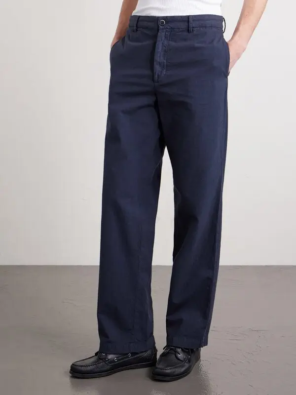 Barena Venezia Straight-leg Garment-dyed Cotton Trousers - Blue