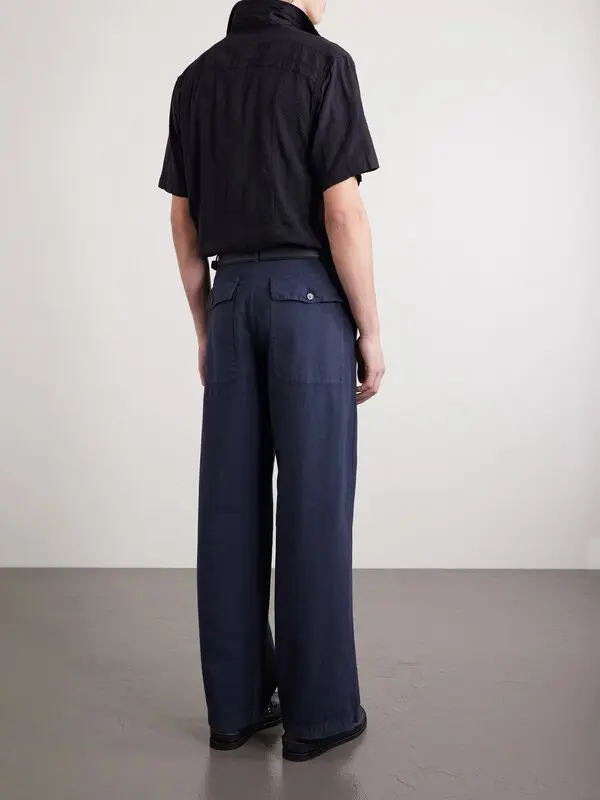 Barena Venezia Straight-leg Garment-dyed Cotton Trousers - Blue