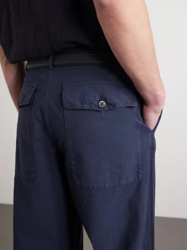 Barena Venezia Straight-leg Garment-dyed Cotton Trousers - Blue