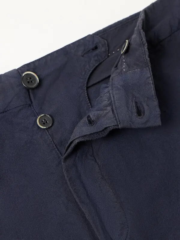 Barena Venezia Straight-leg Garment-dyed Cotton Trousers - Blue