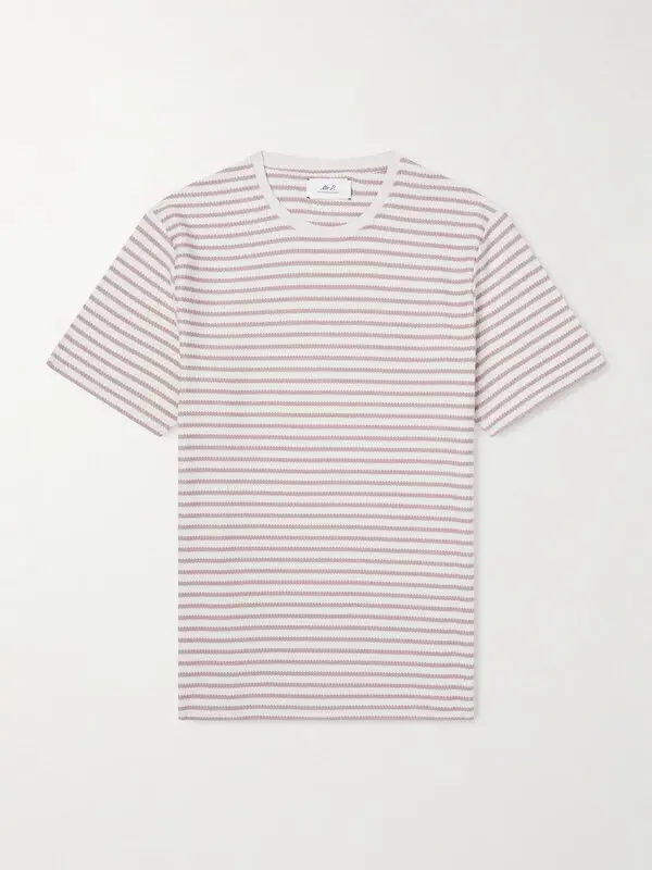 Mr P. Striped Ribbed Cotton-jersey T-shirt - Pink