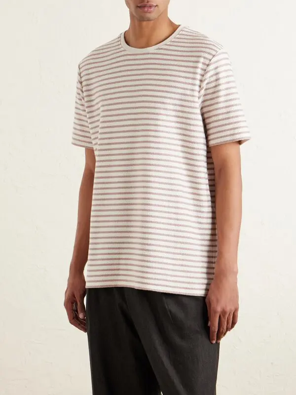 Mr P. Striped Ribbed Cotton-jersey T-shirt - Pink