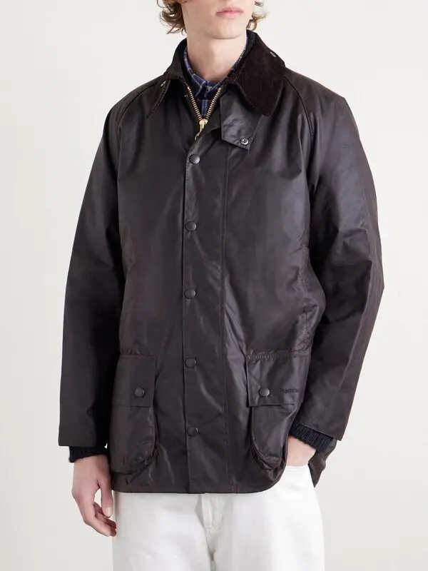 Barbour Beaufort Corduroy-trimmed Waxed-cotton Jacket - Brown
