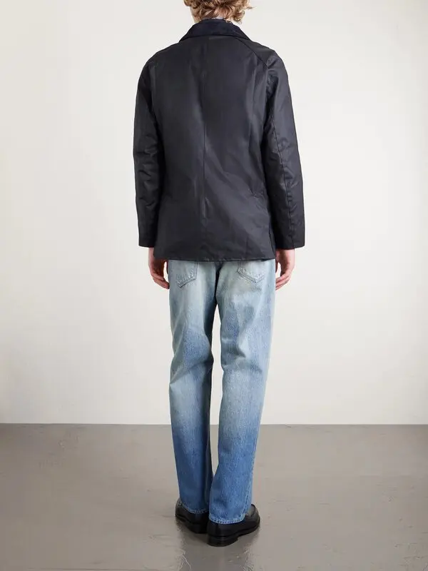 Barbour Ashby Corduroy-trimmed Waxed-cotton Jacket - Black