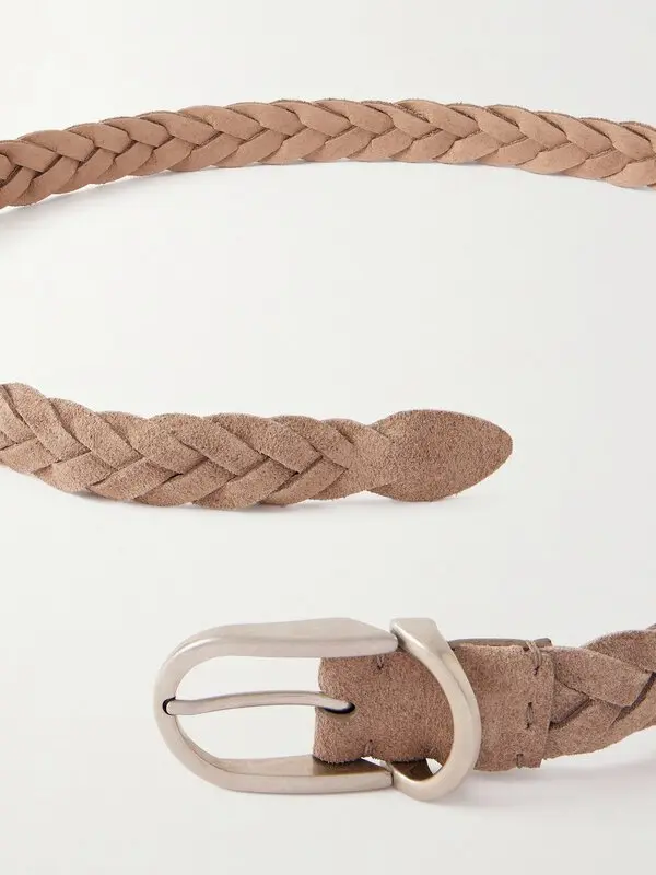 Brunello Cucinelli Woven Suede Belt - Neutrals
