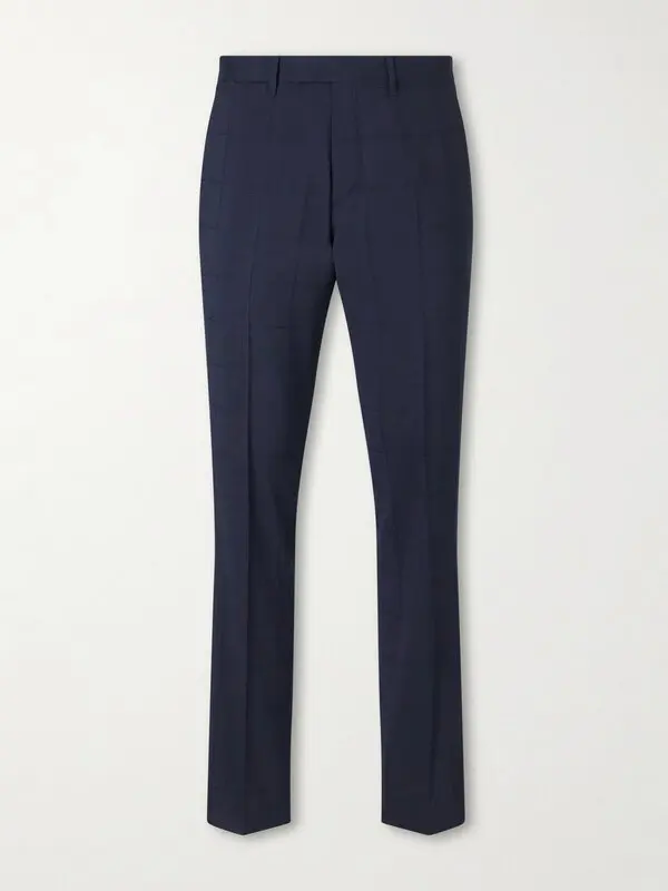 Mr P. Straight-leg Checked Wool-blend Suit Trousers