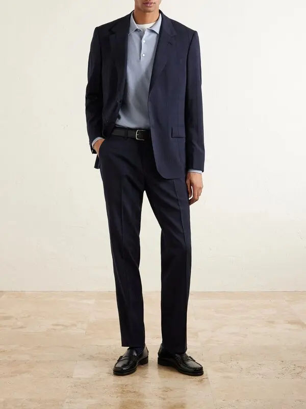 Mr P. Straight-leg Checked Wool-blend Suit Trousers