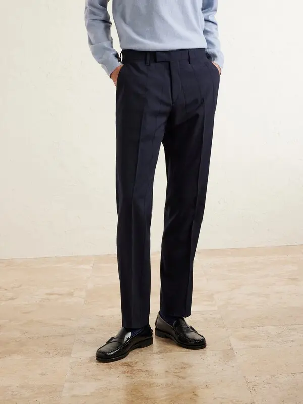 Mr P. Straight-leg Checked Wool-blend Suit Trousers