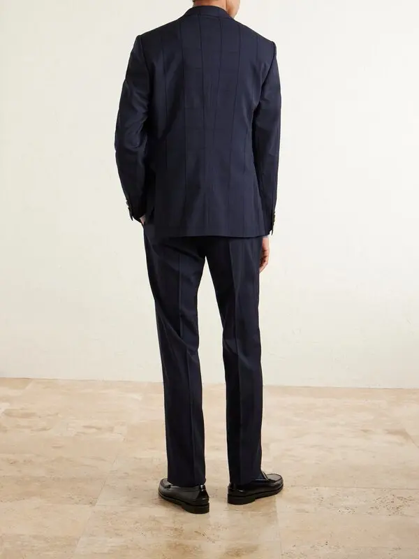 Mr P. Straight-leg Checked Wool-blend Suit Trousers