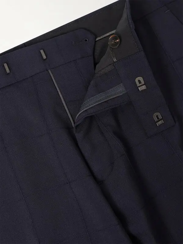 Mr P. Straight-leg Checked Wool-blend Suit Trousers