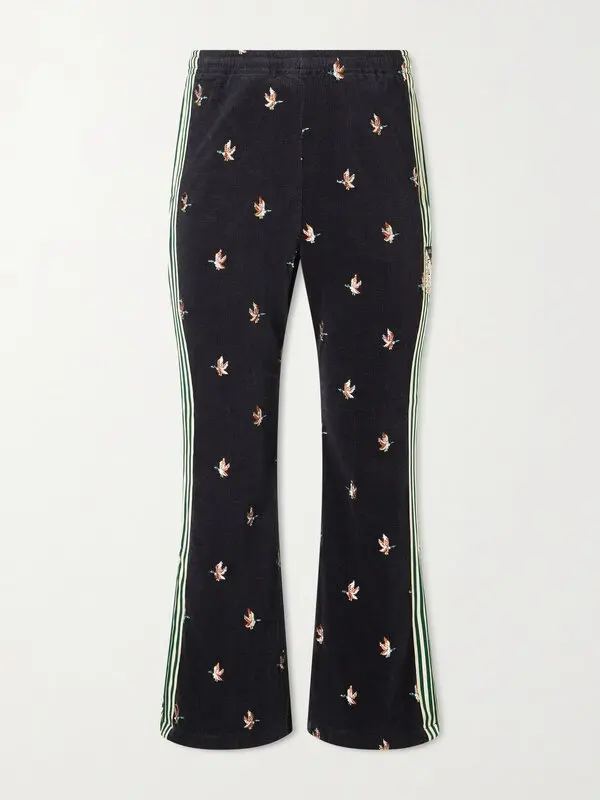 Kapital Cropped Flared Cotton-blend Corduroy Sweatpants - Black