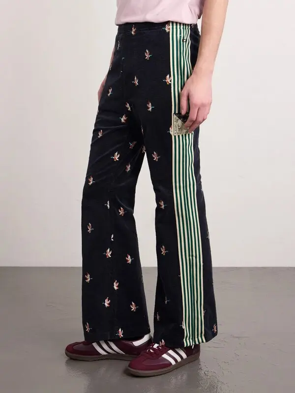 Kapital Cropped Flared Cotton-blend Corduroy Sweatpants - Black
