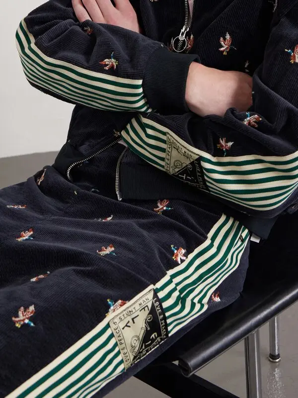 Kapital Cropped Flared Cotton-blend Corduroy Sweatpants - Black