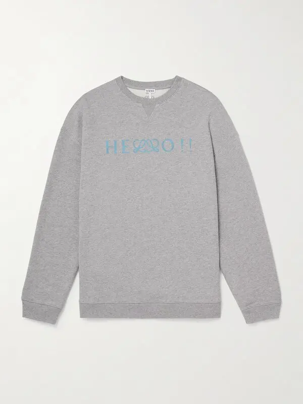Loewe Logo-print Cotton-jersey Sweatshirt - Gray