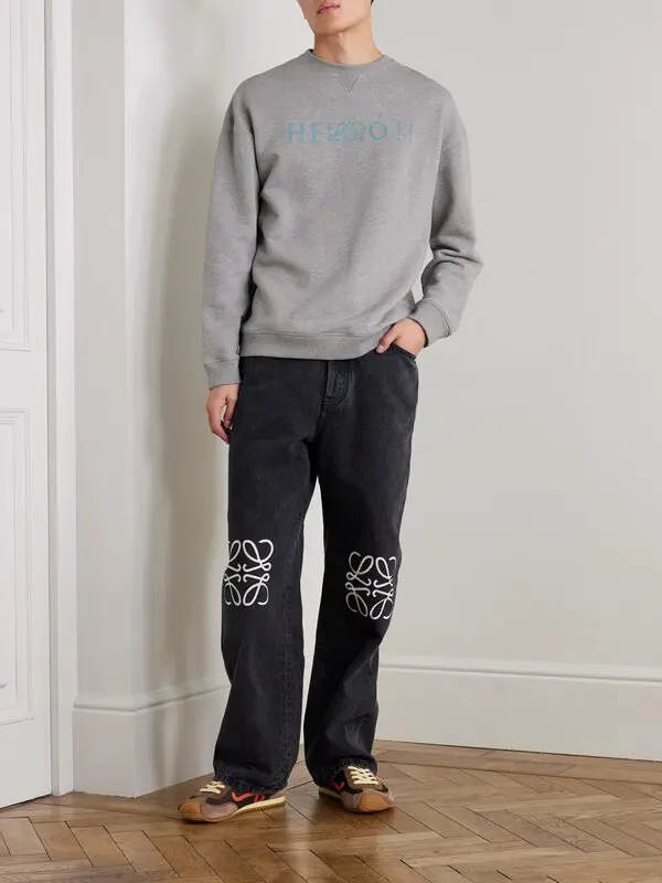 Loewe Logo-print Cotton-jersey Sweatshirt - Gray
