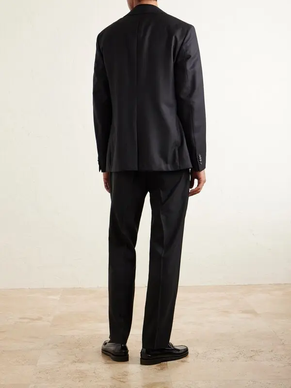 Mr P. Mike Straight-leg Grain De Poudre Wool Suit Trousers