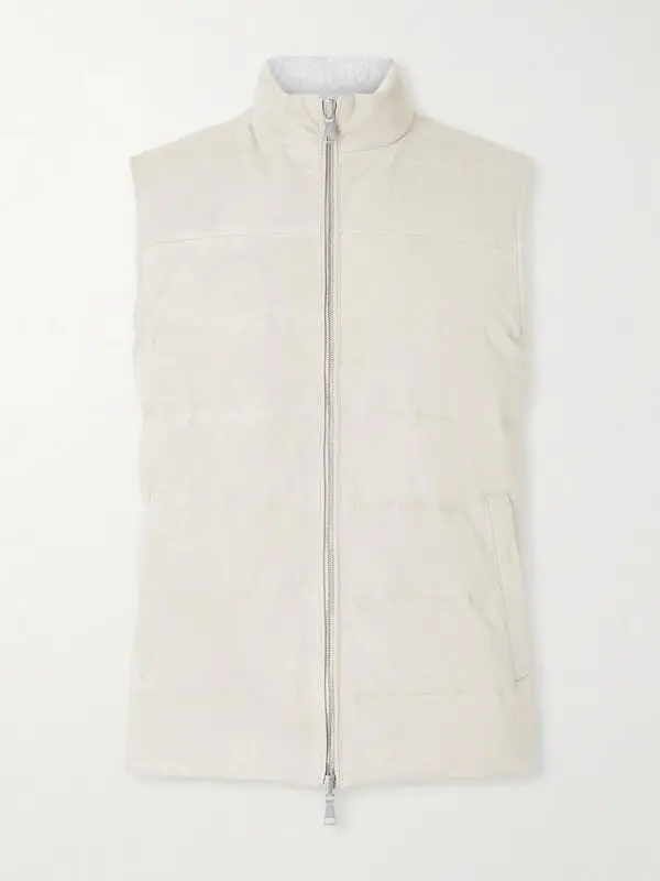 Eleventy Reversible Suede Quilted Down Gilet