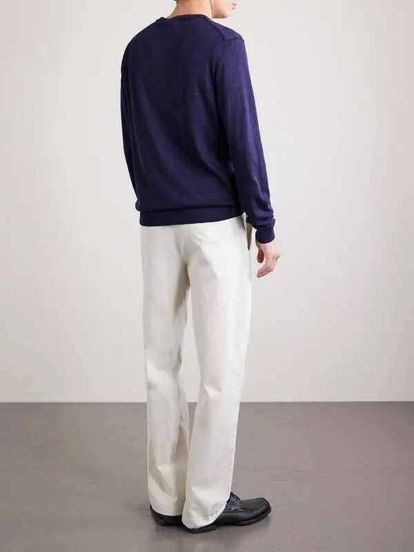 Mr P. Linen And Cotton-blend Sweater - Blue