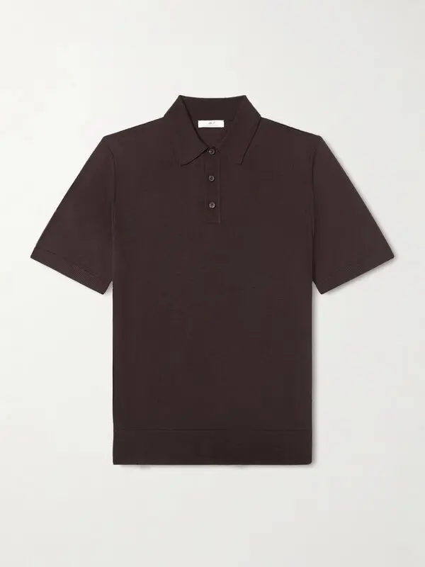 Mr P. Merino Wool Polo Shirt - Brown
