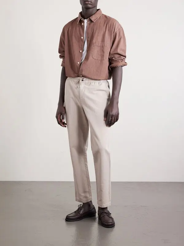 Mr P. Straight-leg Cotton And Linen-blend Twill Trousers - Neutrals