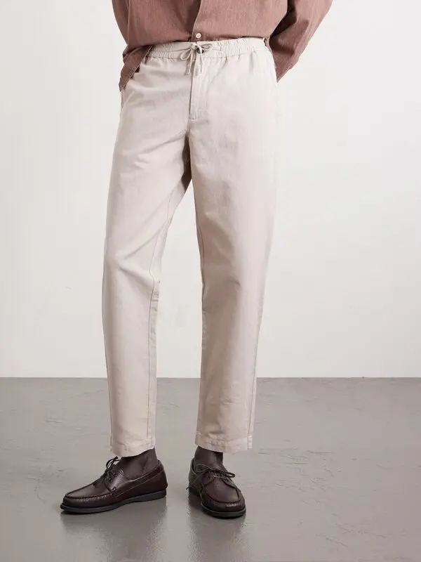 Mr P. Straight-leg Cotton And Linen-blend Twill Trousers - Neutrals