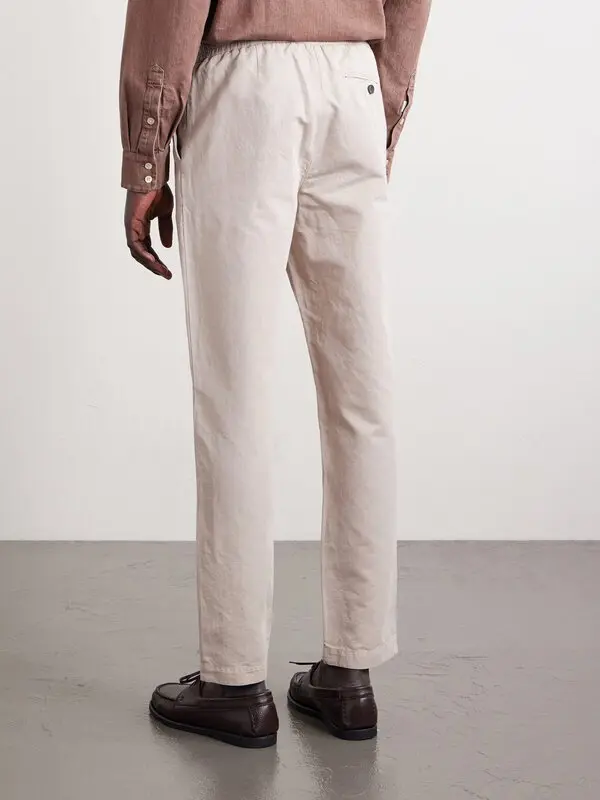 Mr P. Straight-leg Cotton And Linen-blend Twill Trousers - Neutrals