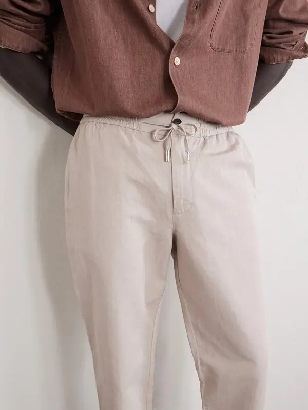 Mr P. Straight-leg Cotton And Linen-blend Twill Trousers - Neutrals