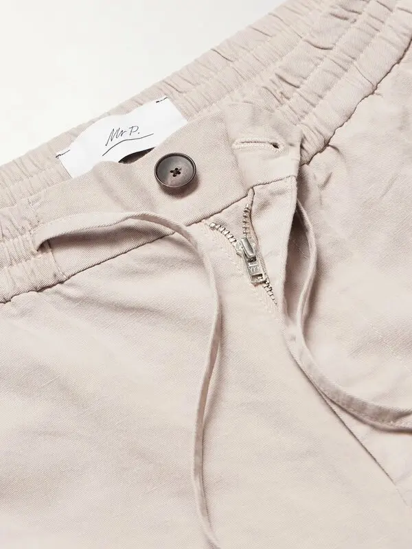 Mr P. Straight-leg Cotton And Linen-blend Twill Trousers - Neutrals