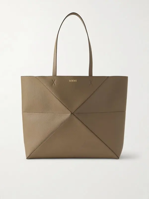 Loewe Puzzle Fold Textured-leather Tote - Brown