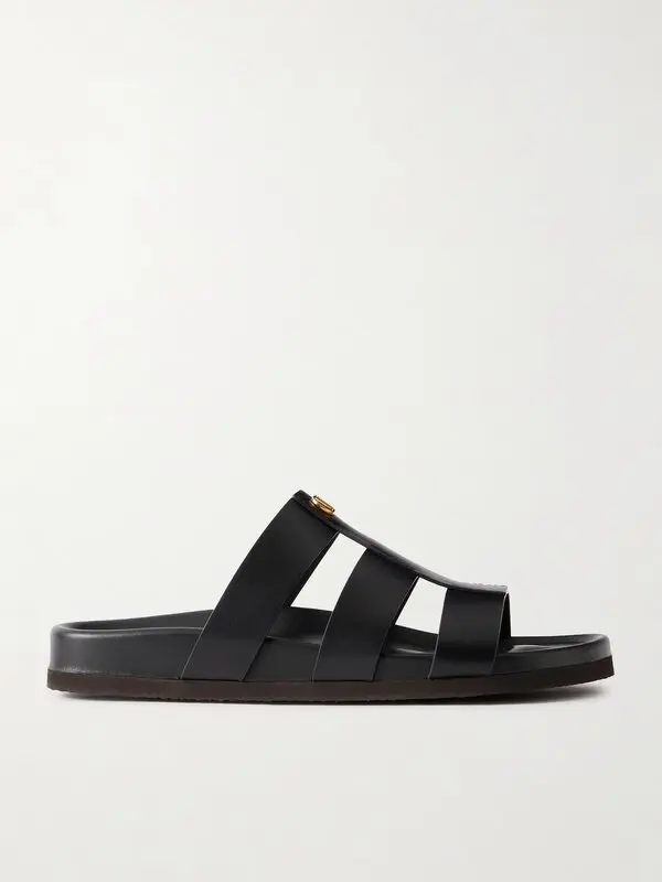 Valentino Garavani Studshield Leather Sandals - Black