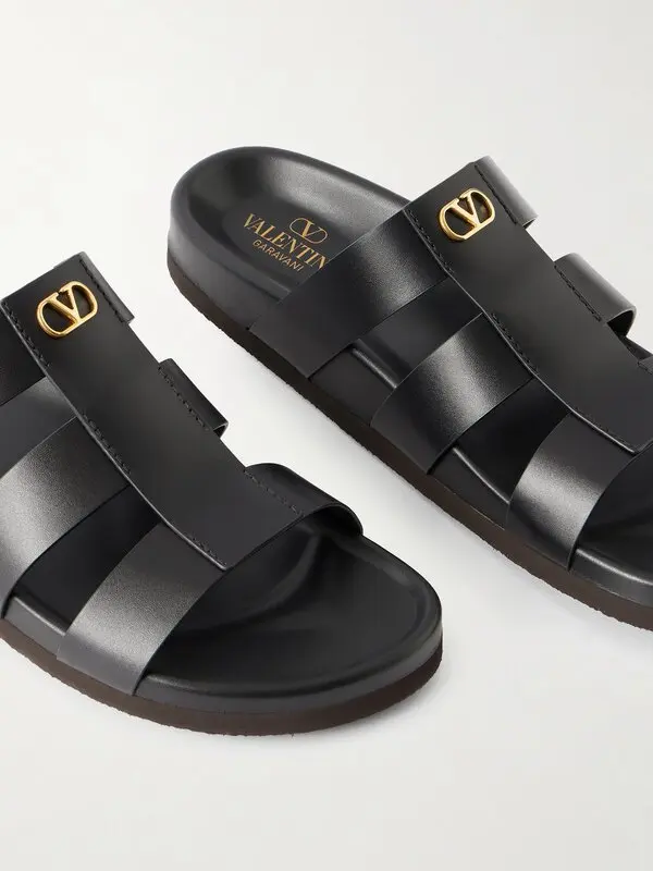Valentino Garavani Studshield Leather Sandals - Black