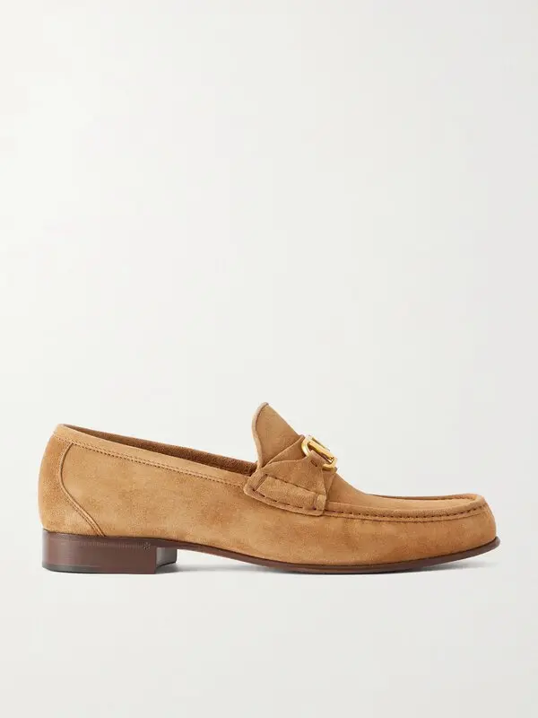 Valentino Garavani Logo-embellished Suede Loafers - Brown