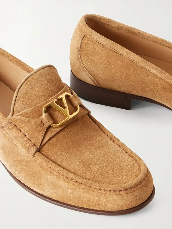 Valentino Garavani Logo-embellished Suede Loafers - Brown
