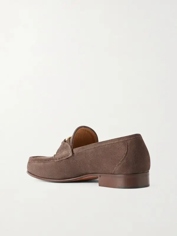 Valentino Garavani Logo-embellished Suede Loafers - Gray