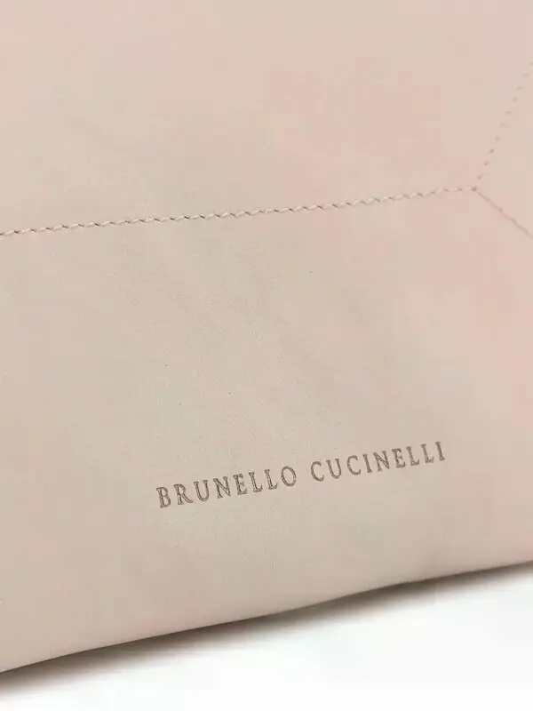 Brunello Cucinelli Logo-lettering Shoulder Bag - Neutrals