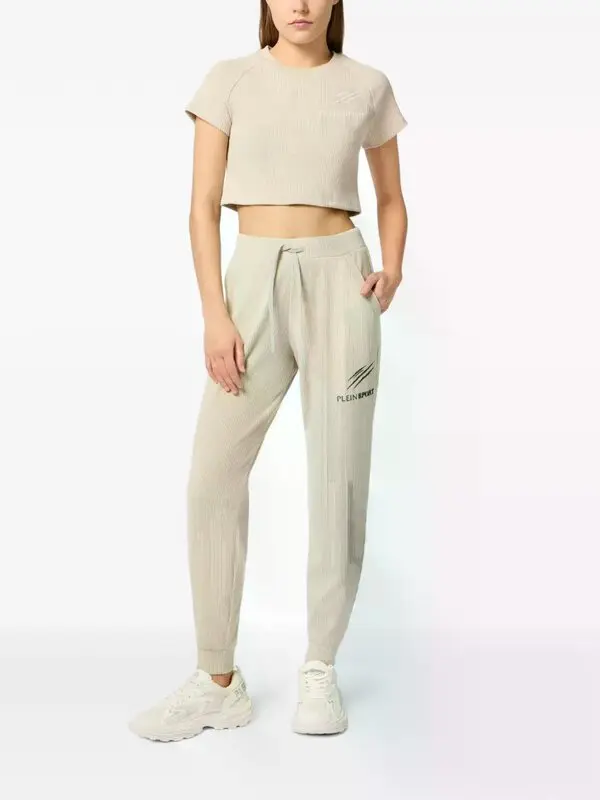 PLEIN SPORT Ribbed Drawstring Trousers - Neutrals
