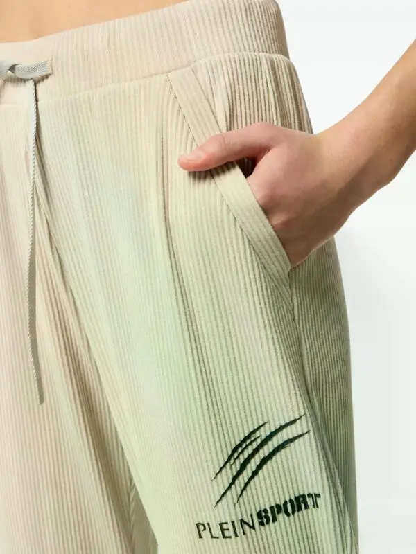 PLEIN SPORT Ribbed Drawstring Trousers - Neutrals