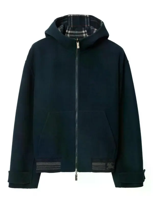 Burberry Reversible Hooded Wool Jacket - Blue