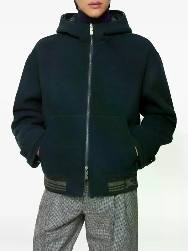 Burberry Reversible Hooded Wool Jacket - Blue